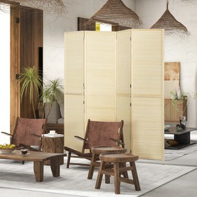 HOMCOM Bambusový paravan do interiéru 4 panely 180 x 180 cm - Přenosný paravan