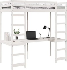 Rám postele loft Bílá 90 x 190 cm Masivní borové dřevo 3414555