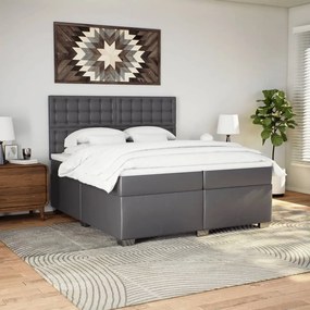 Box spring postel s matrací šedá 200x200 cm umělá kůže 3290738