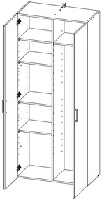 Skříň s děleným prostorem Multiraum, 80 cm, bílá
