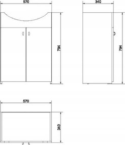 Cersanit Cersania, skříňka pod umyvadlo 60cm, bílá, S509-031-DSM