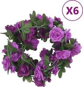 vidaXL Umělé květinové girlandy 6 ks světle 240 cm [359068] Barva: Fialová