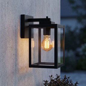 Toolight Toolight, JNH038-1G, venkovní nástěnné svítidlo se skleněnými tabulkami, 1× E27, IP44, černá matná, OSW-56224