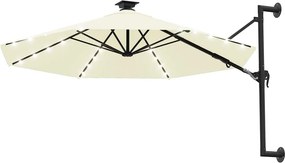 Nástěnný zahradní slunečník s LED 300 cm pískový 312522