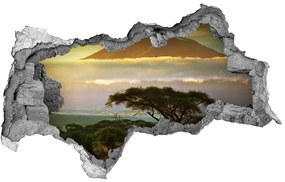 Wallmuralia Díra 3D ve zdi nálepka Kilimandžaro Keňa 95x73 cm