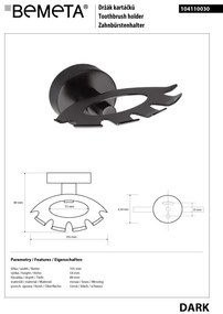 Bemeta Design DARK: Držák kartáčků -