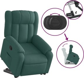 Zvedací polohovací křeslo tmavě zelené textil 3205322