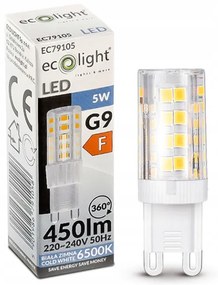 ECOLIGHT LED žárovka - G9 - 5W - studená bílá