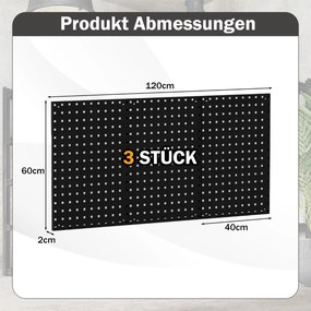 Costway Tool Wall Tool Děrovaná stěna se 3 tyčemi a 28 dílným závěsným