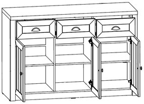 GALA MEBLE Komoda PROWANSJA 3S borovice andersen/dub lefkas 130 x 88 x 43 cm