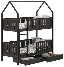 Dětská patrová domečková postel Nemos 80x180 - černá