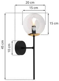 Nástěnné svítidlo Paris, 1x čiré skleněné stínítko, B/G