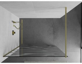 Mexen Kioto, sprchová zástěna Walk-In 80 x 200 cm, 8mm čiré sklo bílý vzor, ​​zlatý matný profil, 800-080-101-55-97