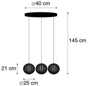 Moderní závěsné svítidlo černé 3-světlo - Zoë