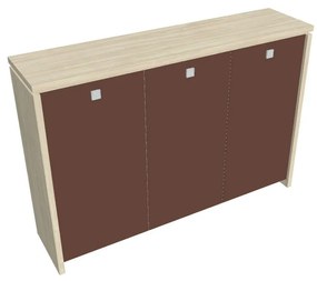 Střední šatní skříň Verno 188 x 46 x 130 cm, skleněné dveře, akát / hnědá