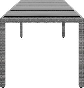 Zahradní stůl 250 x 100 x 75 cm tvrzené sklo a polyratan šedý 310593