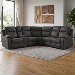 Sedací souprava MALAGA | 248x276 cm | UNIVERZÁLNÍ levá i pravá | s FUNKCÍ RELAX | tmavě šedá látka | EXTRA POHODLNÉ