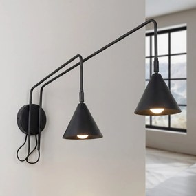 Sollux Lighting Nástěnné svítidlo NOX 2 černé s vypínačem