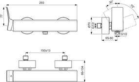 Ideal Standard Conca - Sprchová baterie nástěnná, kartáčovaná zlatá BC761A2