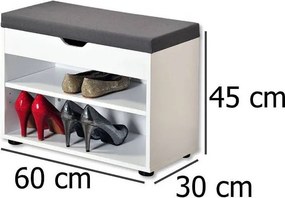 Bílý botník se sedátkem, funní sedátko do předsíně a botník v jednom