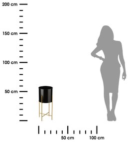 Květináč na stojanu HUGO 55 cm zlatý/černý