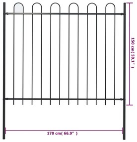 vidaXL Marketos Zahradní plot BOXTEL s obloukem nahoře ocelový 181 x 150 cm černý