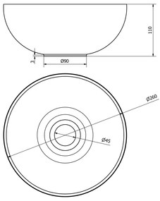 Sapho MINOR betonové umývátko na desku, Ø 26cm, šedá MR26017