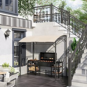 Outsunny altán na grilování Zahradní altán se stříškou na grilování odolnou proti UV záření, ocelový rám a háčky, polyester, béžová barva, 215x150x22…