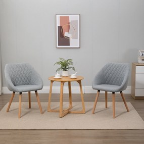 HOMCOM Sada 2 skandinávských jídelních židlí - Široké bukové nohy - Ergonomické čalounění šedým lnem | Aosom