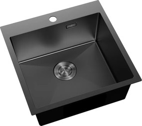 Mexen Solix, 1-komorový nerezový dřez 500 x 500 mm, černá, 6407501000-70
