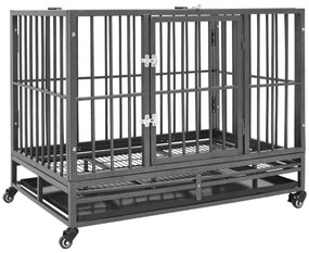 Klec pro psy s kolečky ocel 92 x 62 x 76 cm 171491