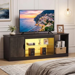 Costway TV skříňka TV s úložným prostorem a 3 otevřenými přihrádkami do 65 palců