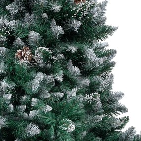 vidaXL Umělý vánoční stromek LED osvětlení sada koulí a šišky 150 cm [3077616] Barva: Bílá