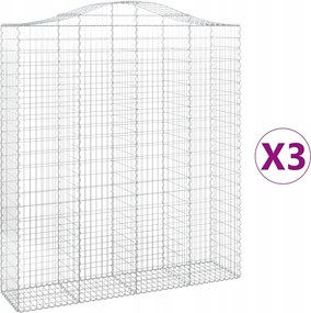 vidaXL Gabionové koše, 3 ks, 200x50x220/240 cm, galvanizované železo