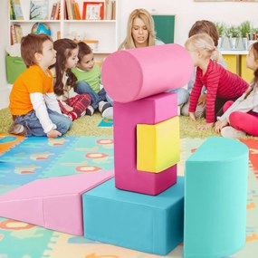 Costway 6 PCS. Pěnové stavebnice, obří stavebnice na běhání a lezení, tmavě