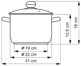 KOLIMAX - české nerezové nádobí Hrnec s poklicí KOLIMAX CERAMMAX PRO STANDARD - granit černý, 22 cm, 4,5 l