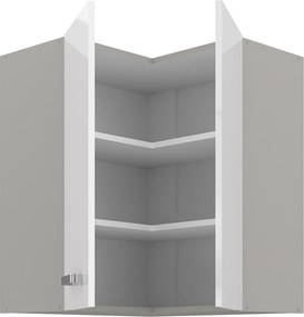 BIANCA sb | horní kuchyňská skříňka 60x60 GN-72 2F (90°) rohová s policemi | 60x60 cm | světle šedá/bílá lesk