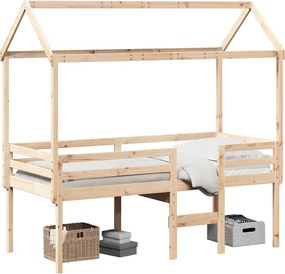 Patrová postel se střechou 75 x 190 cm masivní borové dřevo 3282141