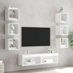8dílná obývací stěna s LED osvětlením bílá kompozitní dřevo - Default Title
