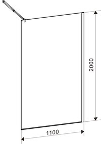 BPS-koupelny Sprchová zástěna Walk-in HYD-WI04 110 černá/transparent - bez vaničky