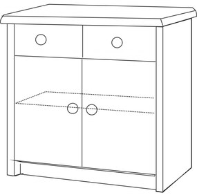Idea Komoda 6 - 2 zásuvky + 2 dvířka Provedení: Vosk