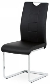 Jídelní židle černá koženka, chrom, DCL-411 BK