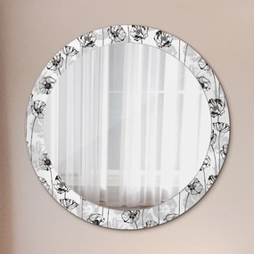 Kulaté dekorativní zrcadlo Maki květiny fi 80 cm