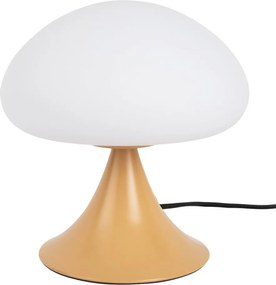 Okrově žlutá kovová stolní lampa se skleněným stínidlem (výška 21 cm) Hongo – Leitmotiv