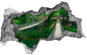 Wallmuralia Díra 3D ve zdi nálepka Most nad řekou 95x73 cm
