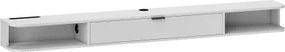 HOMCOM nástěnný TV nábytek, TV stolek pro televize až 190,5 cm, sklápěcí zásuvka, 2 police, 180x24x16 cm, bílá