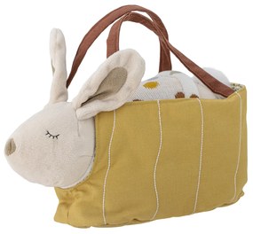 Bloomingville Plyšový králíček v tašce Villja, žlutá barva, textil