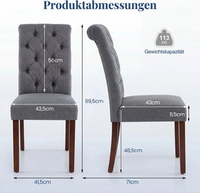 Costway Sada 2 jídelních židlí s polstrovaným sedákem a opěradlem čalouněné