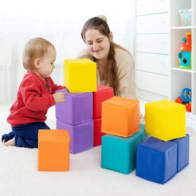 Costway 12 Kus pěnových stavebních bloků, měkké stavební bloky, šplhatelné měkké
