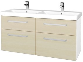 Dřevojas Koupelnová skříň Q MAX SZZ4 120 Varianta: N01 Bílá lesk / Úchytka T01 / D02 Bříza